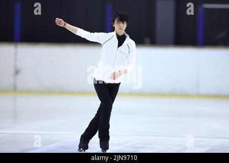 Japanese figure skater Yuzuru Hanyu takes part in a training session ...