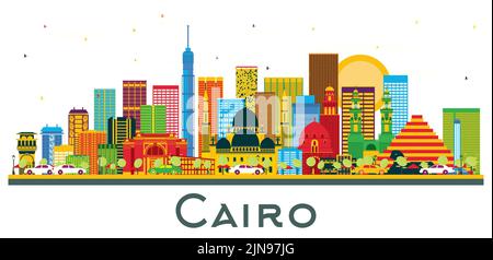 Egypt, Cairo city skyline isolated vector illustration, icons Stock ...