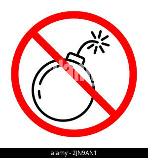 Exploding bombs prohibition sign. Bombs ban signs set. No explosion ...