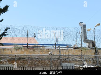 Barbed wires of Migrash Harusim jail at the police station in Russian ...