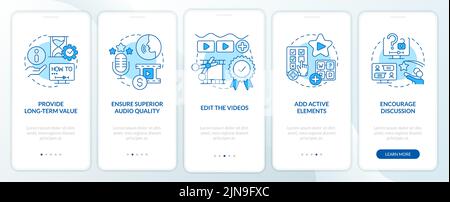 Elearning video tips onboarding mobile app screen Stock Vector Image ...