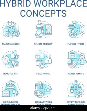 Hybrid workplace concept icons set Stock Vector Image & Art - Alamy