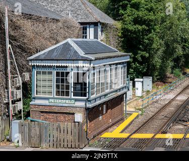Petersfield Railway Station and level crossing Stock Photo - Alamy