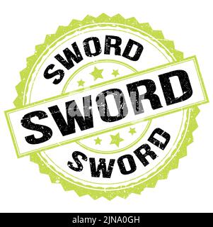 SWORD, text on green-black rectangle stamp sign Stock Photo - Alamy