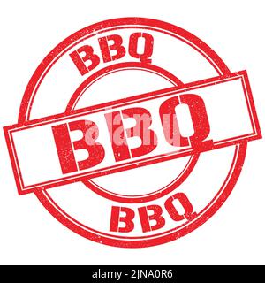 BBQ text written on red round stamp sign Stock Photo - Alamy