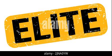 ELITE text on black yellow grungy lines stamp sign Stock Photo - Alamy