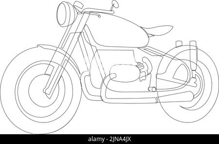 One single line drawing of motorcycle vector illustration. Superbike ...