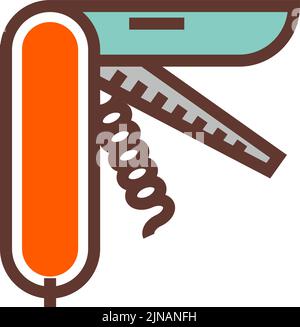 Swiss multitool icon flat vector. Pocket knife. Camping kit isolated ...