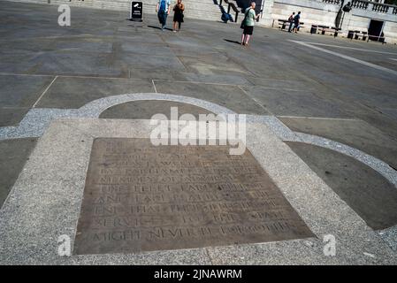 Memorial inscription set in the floor of Trafalgar Square to honour the ...