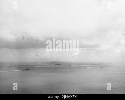 Task Force 16 maneuvering under attack during the Battle of the Santa ...