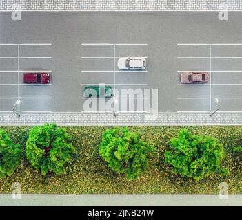 miniature scaled model of city parking lot Stock Photo - Alamy