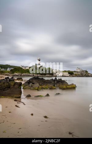 View of the historic Stroove Lighthouse and beach on the Inishowen ...