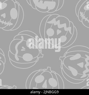 Autumn cartoon line art seamless pumpkins pattern for clothes print and ...