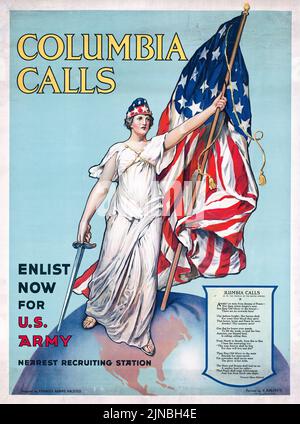 Enlist Poster - U.S World War One Propaganda - 1914-1918 - 15 Stock ...