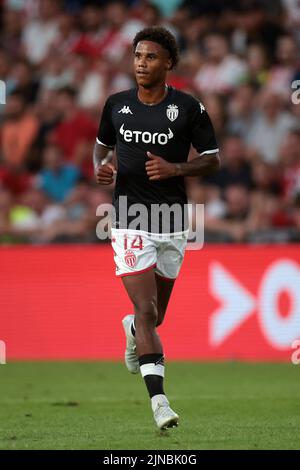 EINDHOVEN, NETHERLANDS - AUGUST 9: Ismail Jakobs of AS Monaco during ...