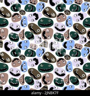 Cartoon kids store monsters seamless aliens kawaii pattern for clothes ...