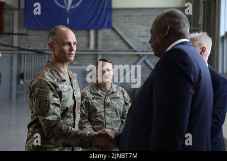 Maj. Gen. John V. Meyer III, 1st Infantry Division commanding general met with Col. John Gilliam ...