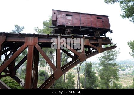 The wagon (or cattle car) monument in memory of those deported by rail ...
