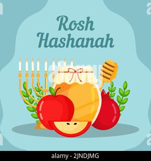 Rosh Hashanah holiday flat design icons set in round shape Stock Vector ...