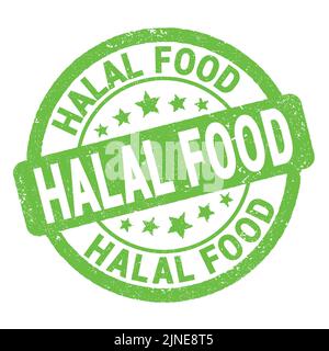 HALAL FOOD text written on blue rectangle stamp sign Stock Photo - Alamy