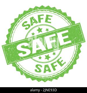 SAFE text written on green round stamp sign Stock Photo - Alamy