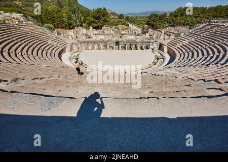 Ephesus archeological site. Classic amphitheatre. Historic ancient ...