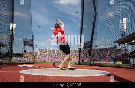 Osian Jones of Wales competing in the men’s hammer final at the ...