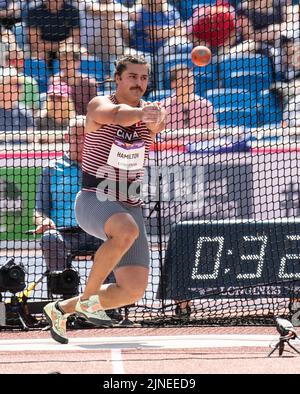 Rowan Hamilton of Canada competing in the men’s hammer final at the ...