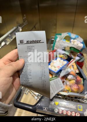 sales receipt from a supermarket with a shopping list and a list of ...