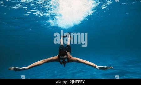 Diving Underwater the sea With Long Fins Stock Photo - Alamy