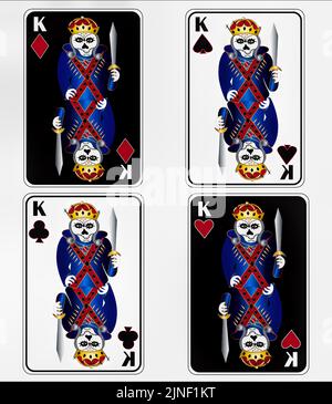 Abstract Skeleton Poker Playing Cards of Kings and Queens in different ...