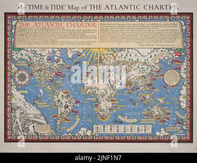 The ''Time and Tide'' Map of The Atlantic Charter Stock Photo - Alamy
