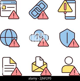 Internet connection issues pixel perfect RGB color icons set Stock ...