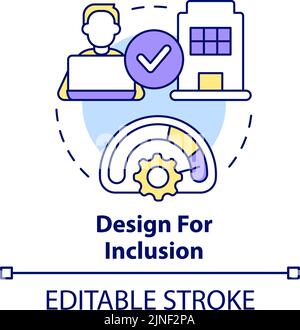 Inclusion concept. Illustration of remote work setup for employees with ...