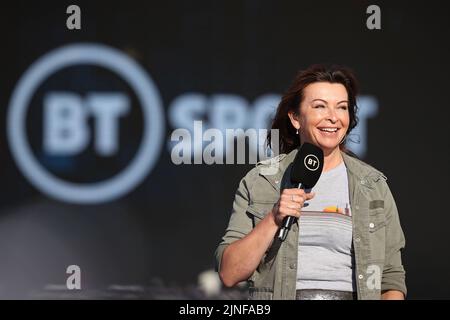 Television Presenter Suzi Perry broadcasts for BT Sport during the ...