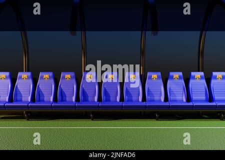 Barcelona football club. Substitute bench seat. 3D Render Stock Photo ...
