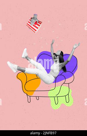 Collage 3d image of pinup pop retro sketch of woman witch hand lace ...