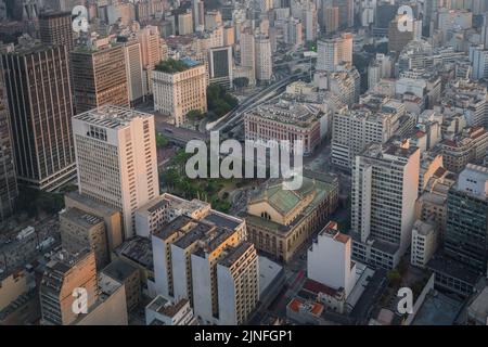 Viaduto do Cha and Municipal Theatre aerial view at Historic City ...