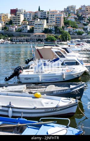 Small ships, Kavala harbor, Macedonia, North-Eastern Greece Stock Photo ...