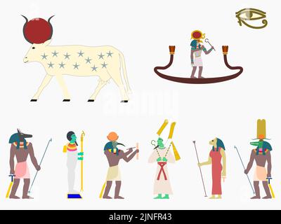 Egypt god Nut, goddess of ancient Egyptian religion, vector line icon ...