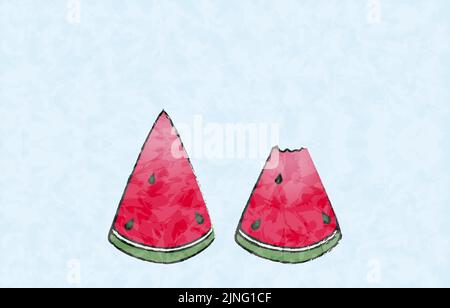 Watermelon: small cut size, 2 slices, transparent watercolor style ...