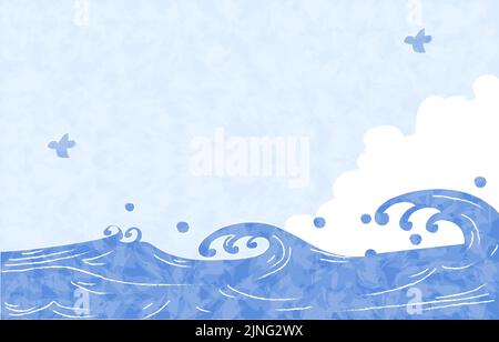 Summer background material, sea, approaching clouds, blue sky and ...