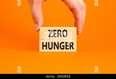 Zero hunger symbol. Concept words Zero hunger on wooden blocks on a ...