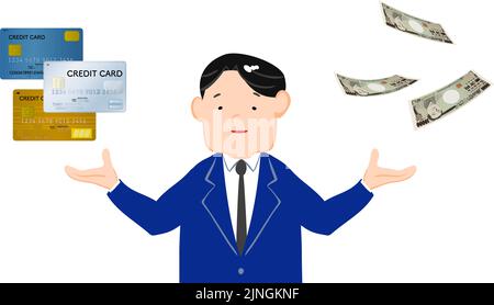 Image illustration of cashing, cash and credit card (gold Stock Vector ...