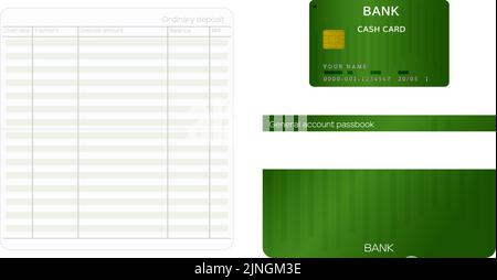 Illustration set of passbook with open and closed passbook and cash card Stock Vector Image ...