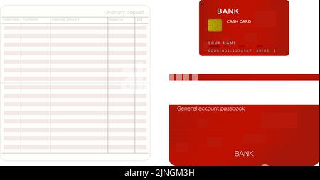 Illustration set of passbook with open and closed passbook and cash card Stock Vector Image ...