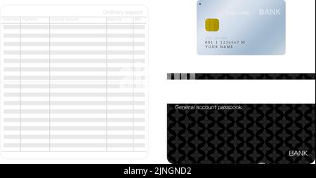 Illustration set of passbook with open and closed passbook and cash card Stock Vector Image ...