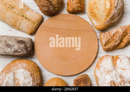 Minimalist wooden cutting board blank mockup on background of Types of ...