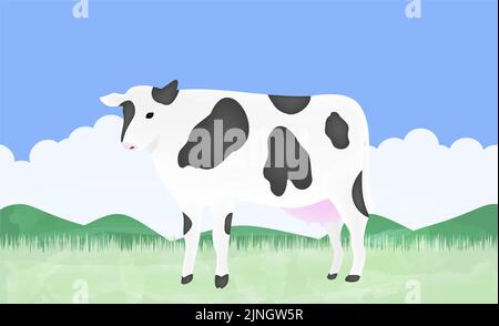 Illustration of a cow standing upright Transparent background Stock ...