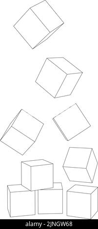 Set of sketch ice cubes. All elements separately for your design. Vector illustration Stock ...